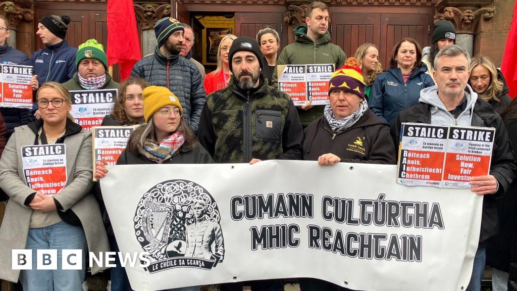 Irish language: First 'strike' over cross-border funding cuts - BBC News