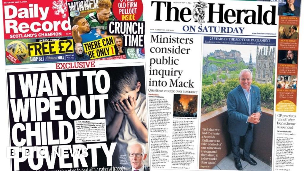 Scotland's papers: Swinney child poverty vow and art school inquiry