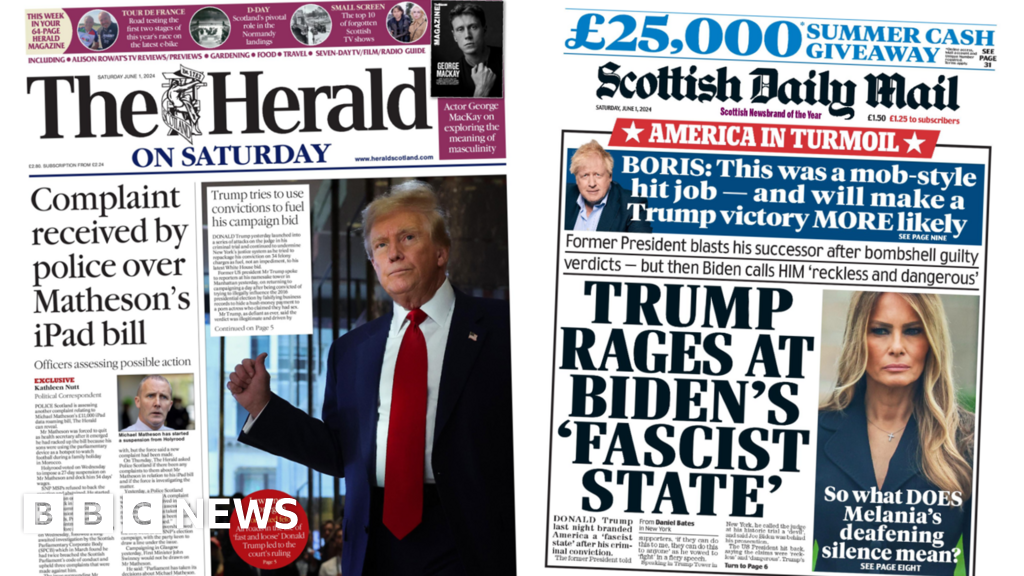 Scotland's papers: Matheson iPad police complaint and 'Trump rages' - BBC News