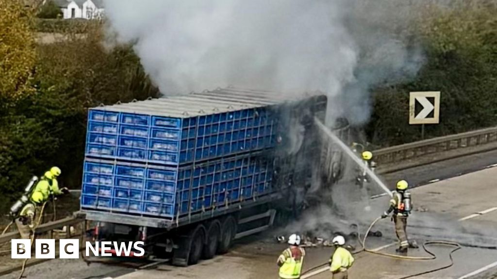 Chicken lorry catches fire on A12 near Kelvedon in Essex