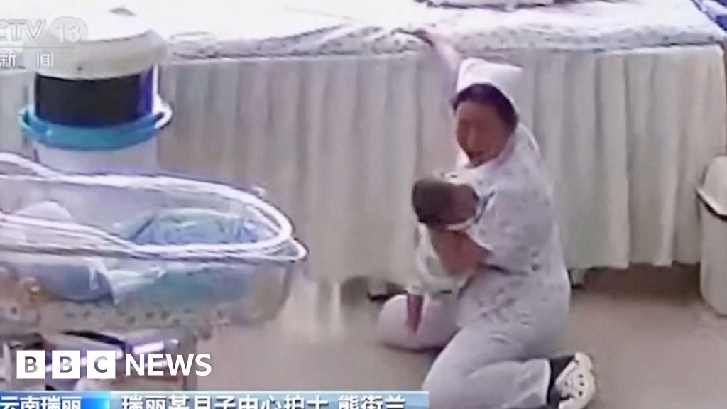 Nurses cling on to newborn babies during Myanmar earthquake - BBC News