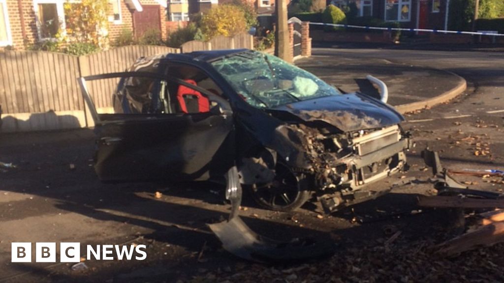 Passenger injured as car hits tree during Cheadle police chase - BBC News