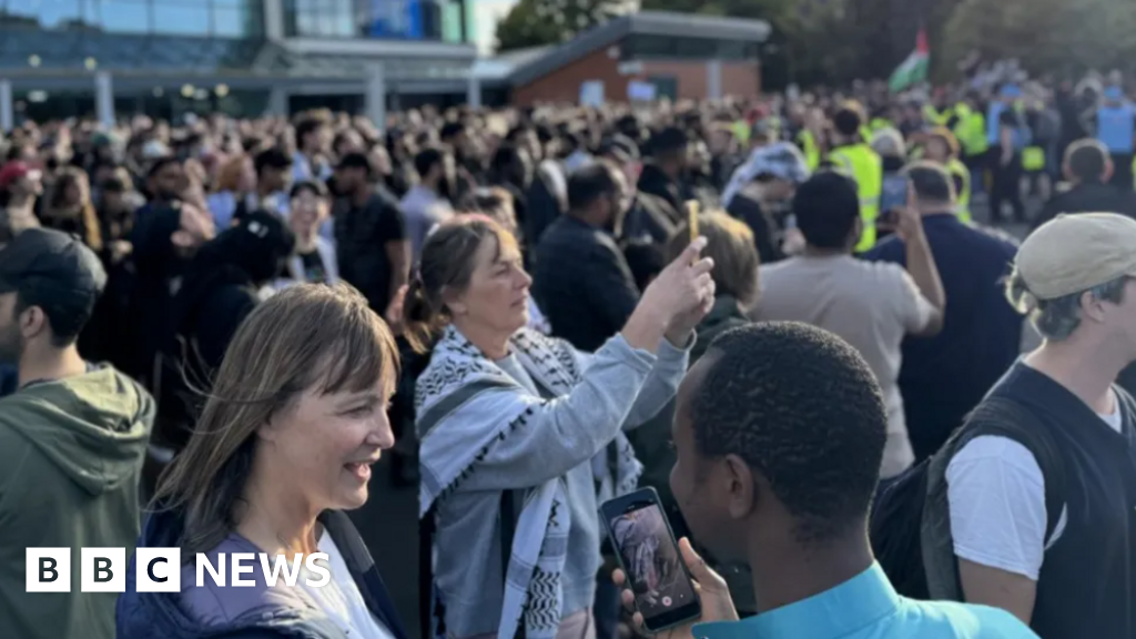 Newcastle community hub overwhelmed by peaceful rally - BBC News