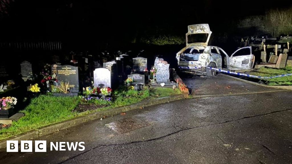 Graves damaged after Merthyr Tydfil cemetery car fire - BBC News