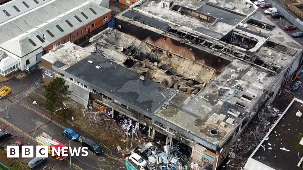Treforest: Explosion wreckage revealed by drone footage - BBC News