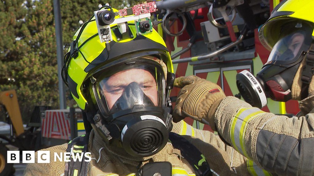 Firefighters trial new smart helmet which could save lives - BBC News