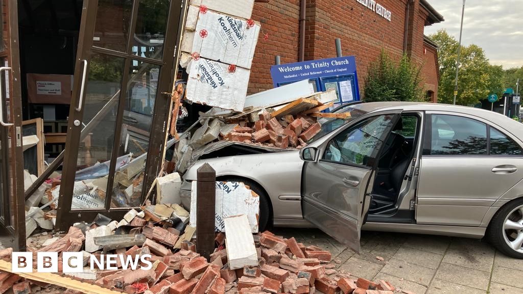 Lower Earley: Car crashes through church entrance