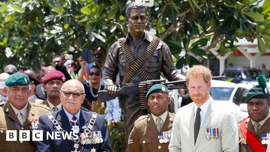 Meghan and Harry unveil statue of forgotten British-Fijian war hero