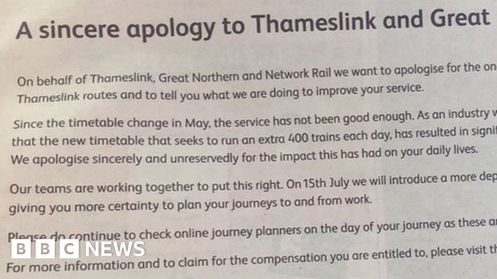 Thameslink and Great Northern apologise in newspaper ad for 'ongoing ...