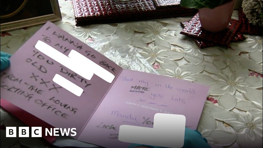 'Sicko' sabotages Woodley grandmother's card with insults - BBC News
