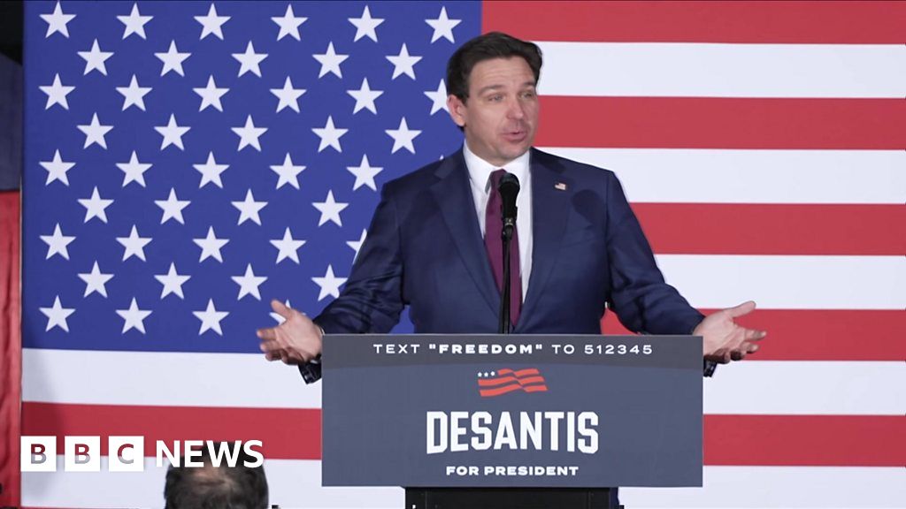 DeSantis celebrates projected second place in Iowa - BBC News