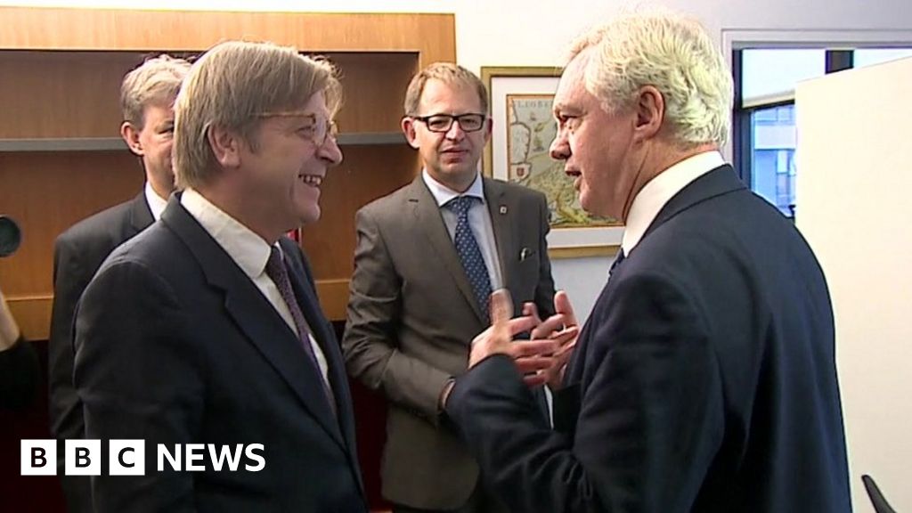 David Davis says EU Brexit negotiator meeting 'a good start' - BBC News