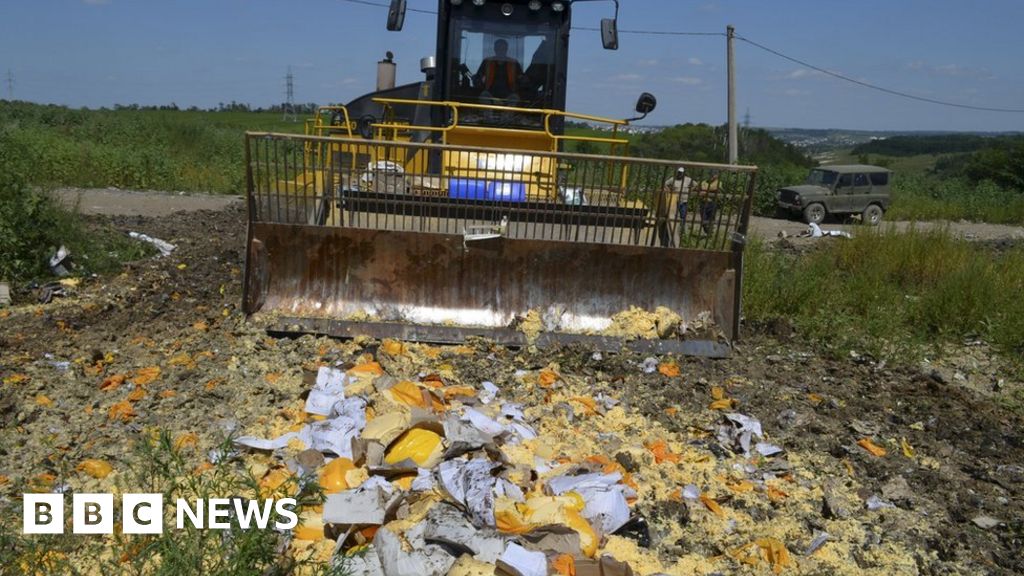 Russians shocked as banned Western food destroyed - BBC News