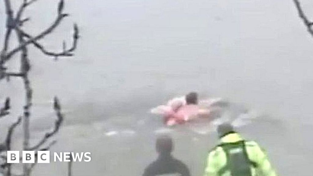 Dramatic footage of river rescue - BBC News