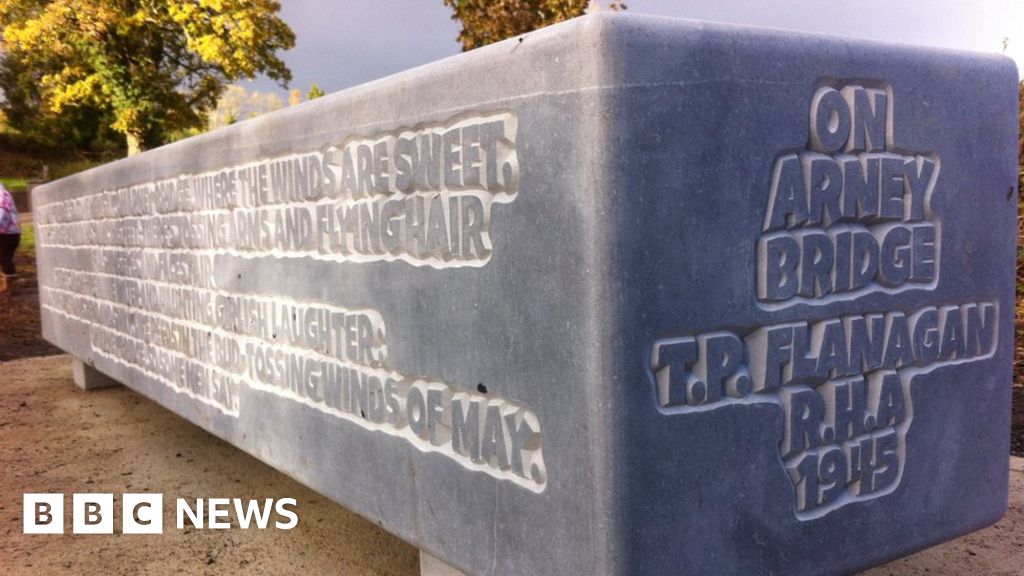 Arney Bridge: T P Flanagan poem carved in stone at 'NI's oldest bridge ...