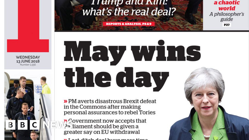 Newspaper headlines: May escapes defeat and 'wins the day' - BBC News