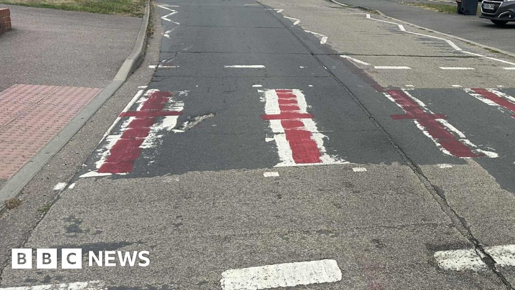 Zebra crossing in Ashford painted with St George flag 'unsafe' - BBC News