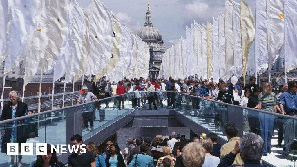 'Wobbly' Millennium Bridge in London marks 25th anniversary