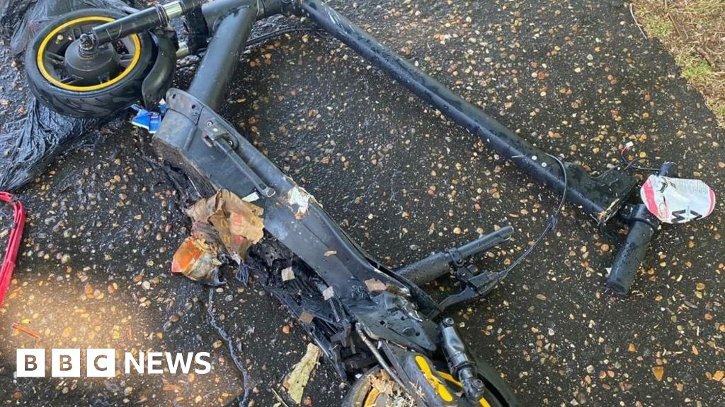 E-scooter thrown in Basildon bin causes refuse lorry fire - BBC News