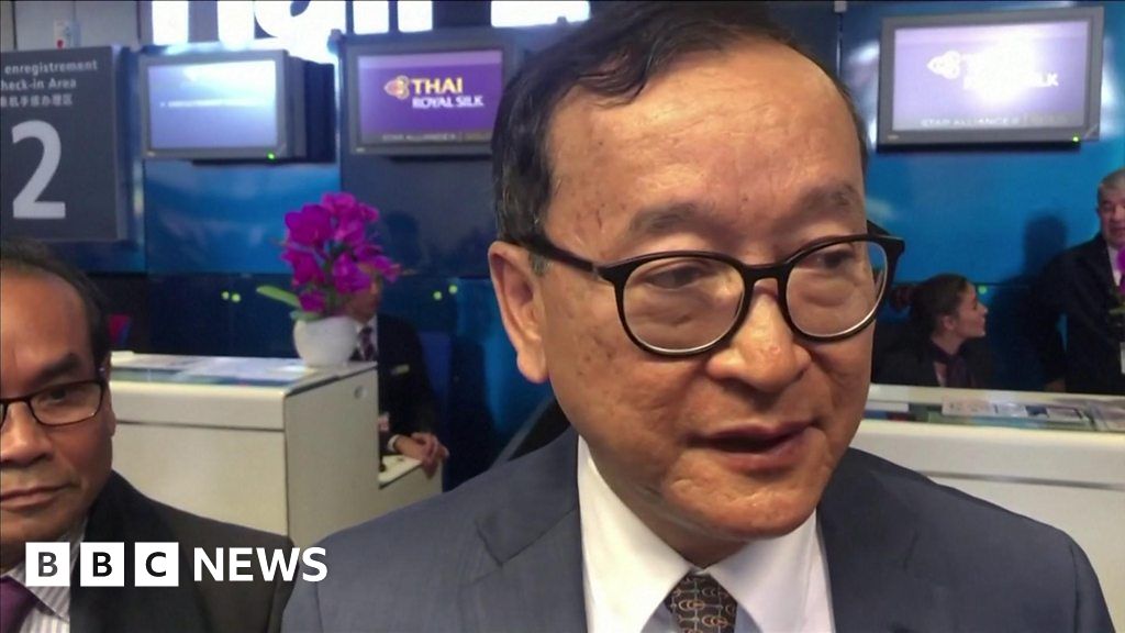 Sam Rainsy: Cambodian opposition leader barred from flight - BBC News