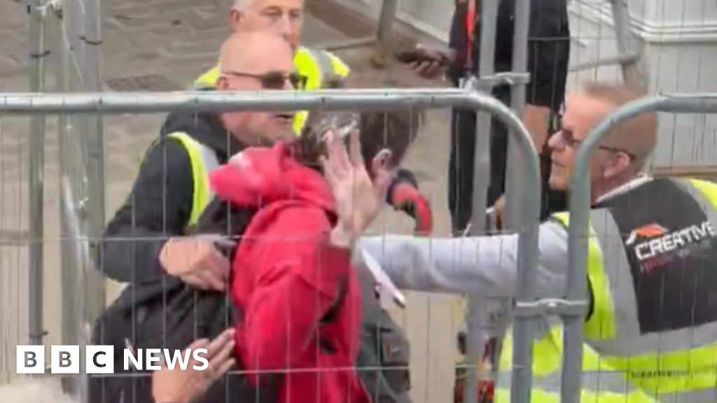 Nigel Farage: Builders who tackled protester 'surprised' by fame - BBC News