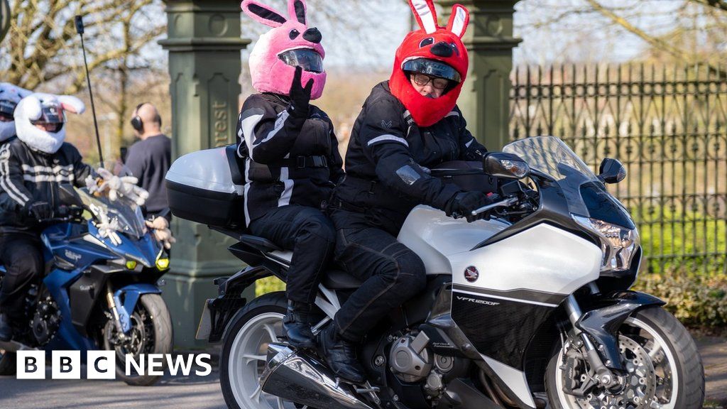Watch: Hundreds of bikers join charity Easter egg run in Nottingham