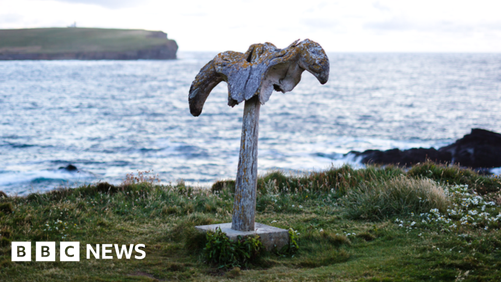 Beloved whalebone landmark in Orkney toppled by wind - BBC News