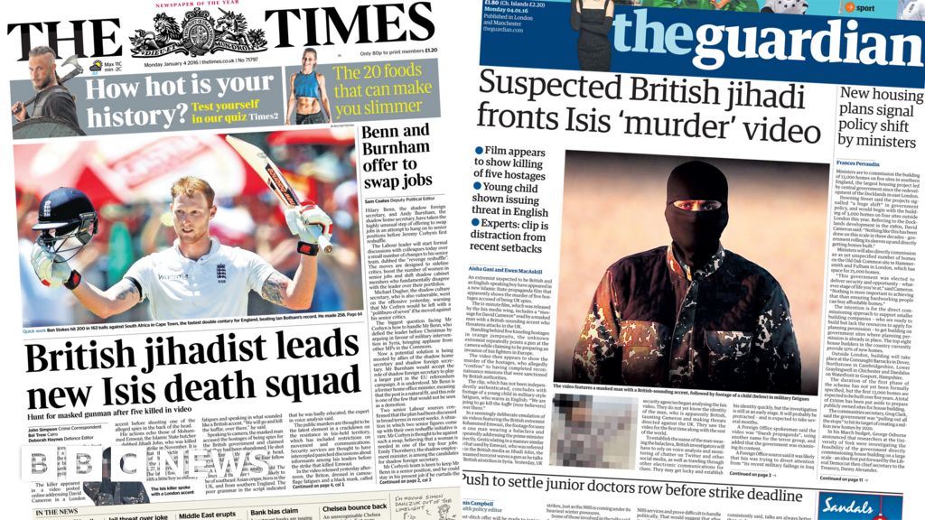 Newspaper headlines: Hunt for 'new Jihadi John', Saudi-Iran tensions ...