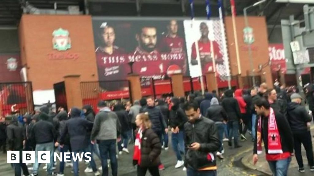 Rival fans clashed before the kick-off outside Anfield