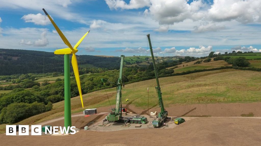 Switch-on for daffodil-inspired Royal Mint wind turbine - BBC News