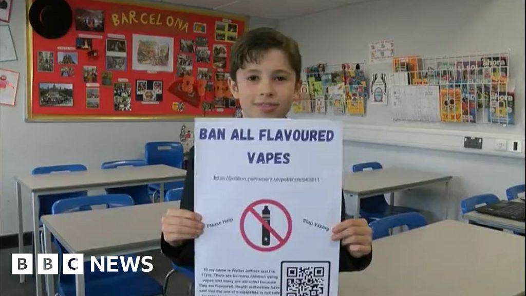 Schoolboy anti-vaping campaigner from Stone welcomes new ban - BBC News