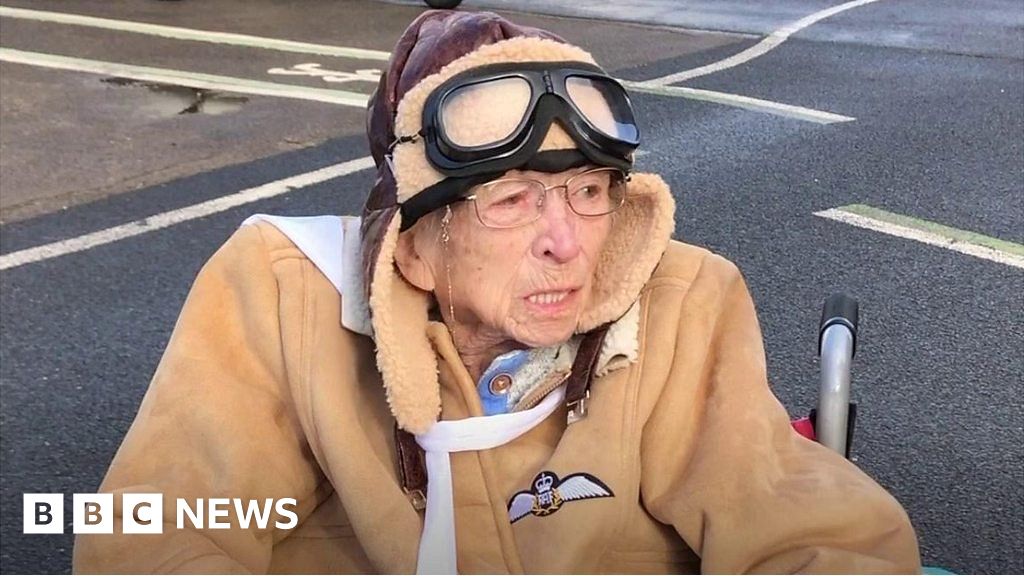 Chocks away! Woman, 100, fulfils flying dream