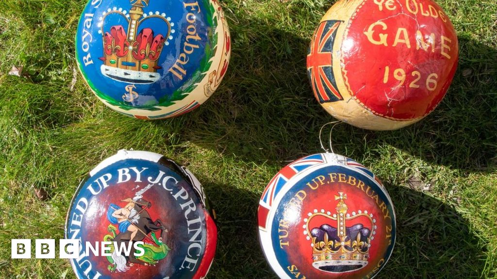 Shrovetide balls used in Ashbourne game sell for £12,500 - BBC News