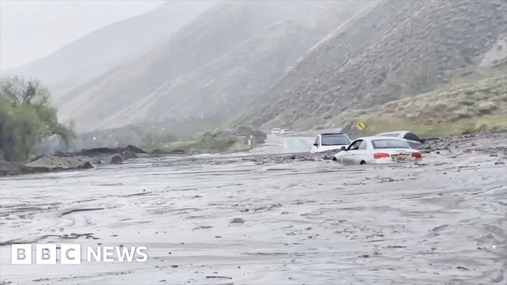 Powerful storm causes floodwater and mudslides in California - BBC News