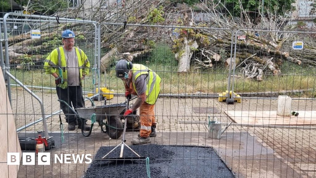 Armada Way: Tree stumps removed in city centre clean-up - BBC News