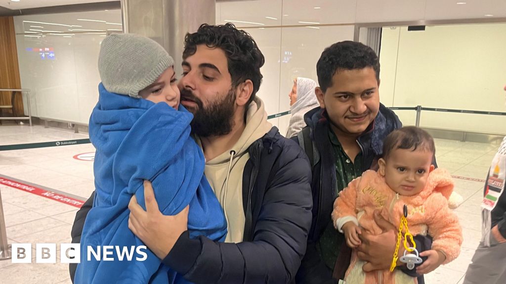 Gaza: Belfast-born dad reunited with children fleeing warzone - BBC News