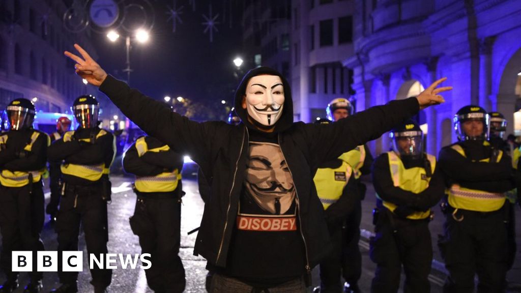 Police make 53 arrests at the Million Mask March - BBC News