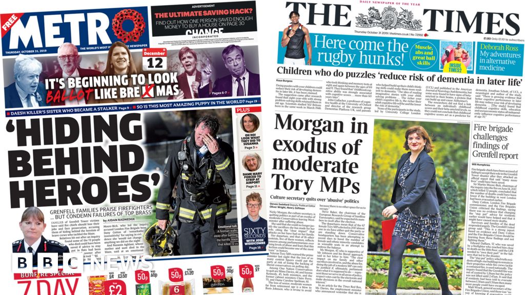 Newspaper headlines: Grenfell heartbreak and exodus of Tory moderates