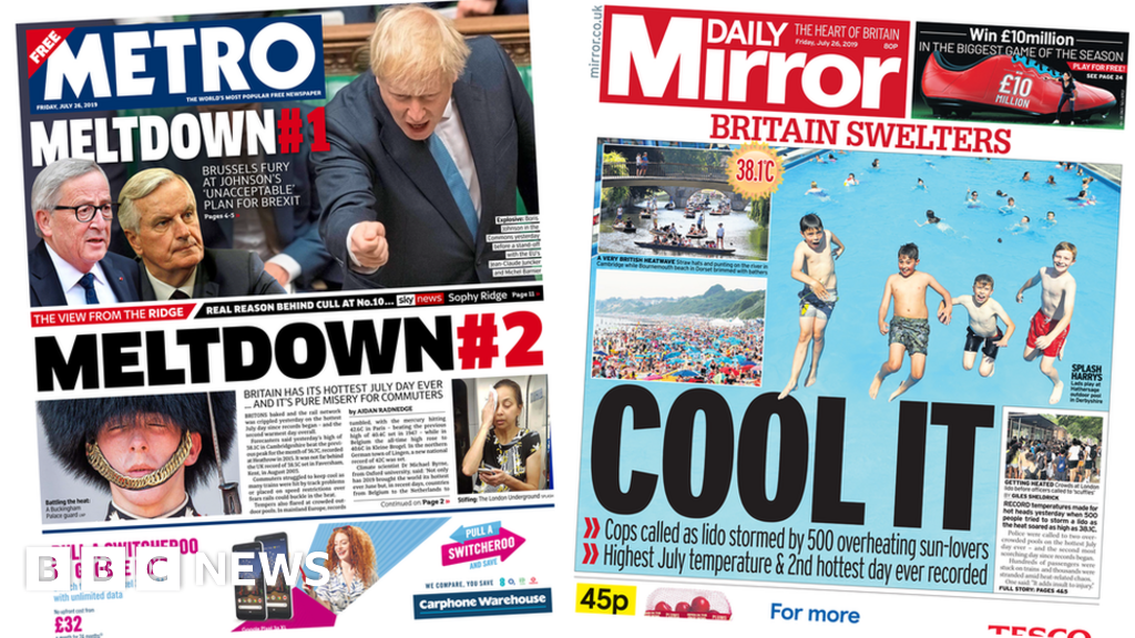 Newspaper headlines: UK in 'meltdown' as country hits 'boiling point ...