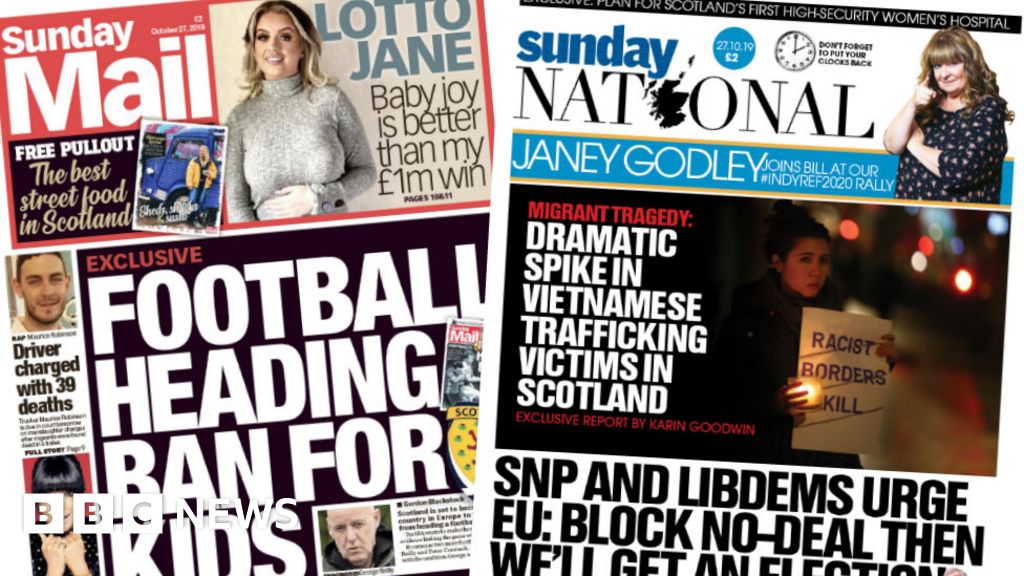 Scotland's papers: Football 'heading ban' for children - BBC News