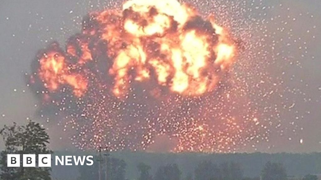 Ukraine military arms dump explodes