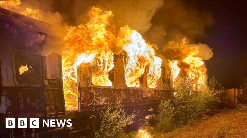 Stoke-on-Trent firefighters put out derelict rail carriage blaze