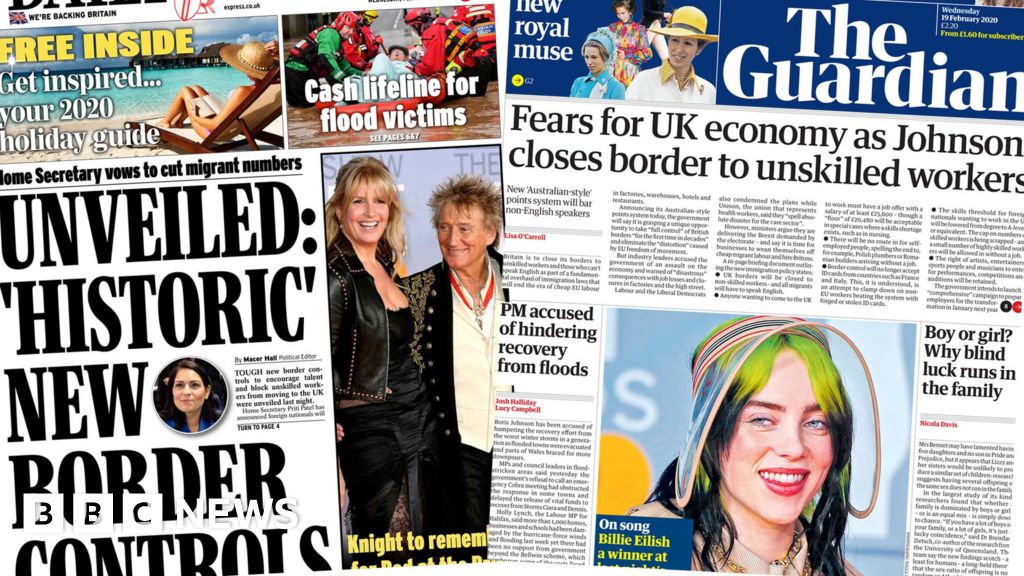 Newspaper headlines: 'Historic' immigration shake-up and Brits glamour ...