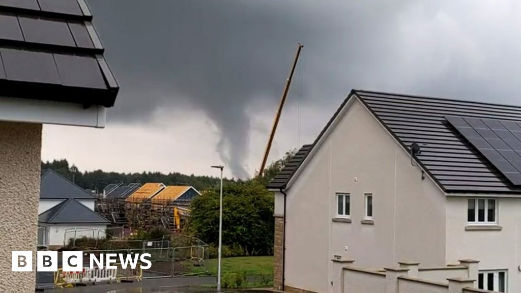 Waterspout tornado seen in Midlothian during weather warning - BBC News
