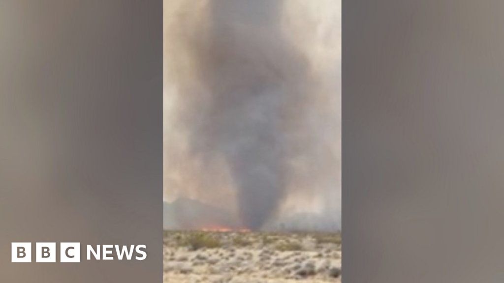 Fire whirl caught on video in the Mojave Desert - BBC News