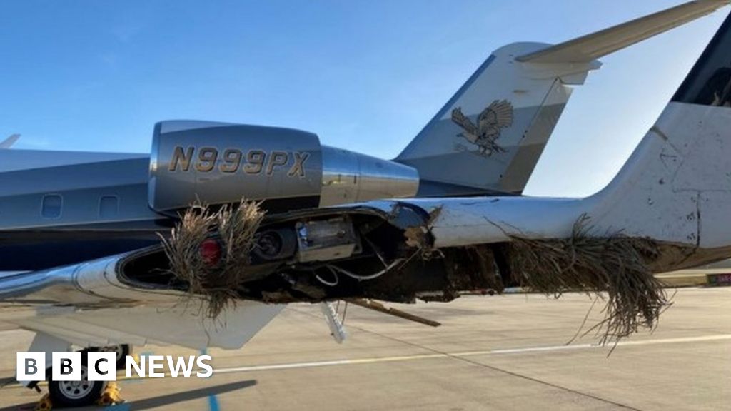 London Stansted Airport: Plane damaged while trying to land - BBC News