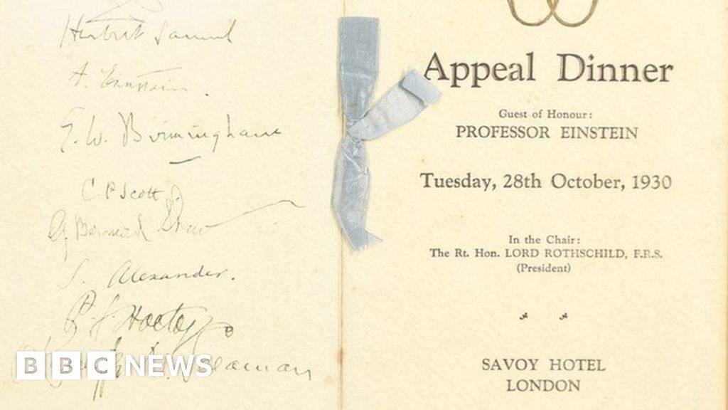 Menu signed by Albert Einstein sells for £18,000 at Somerset auction ...