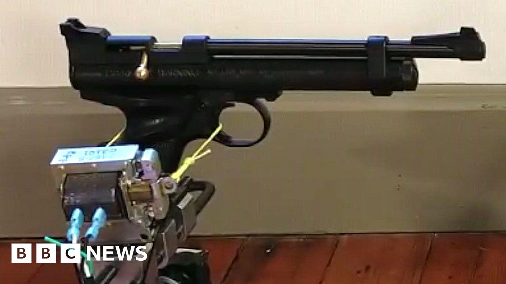 Artist uses Google Home to fire a gun - BBC News