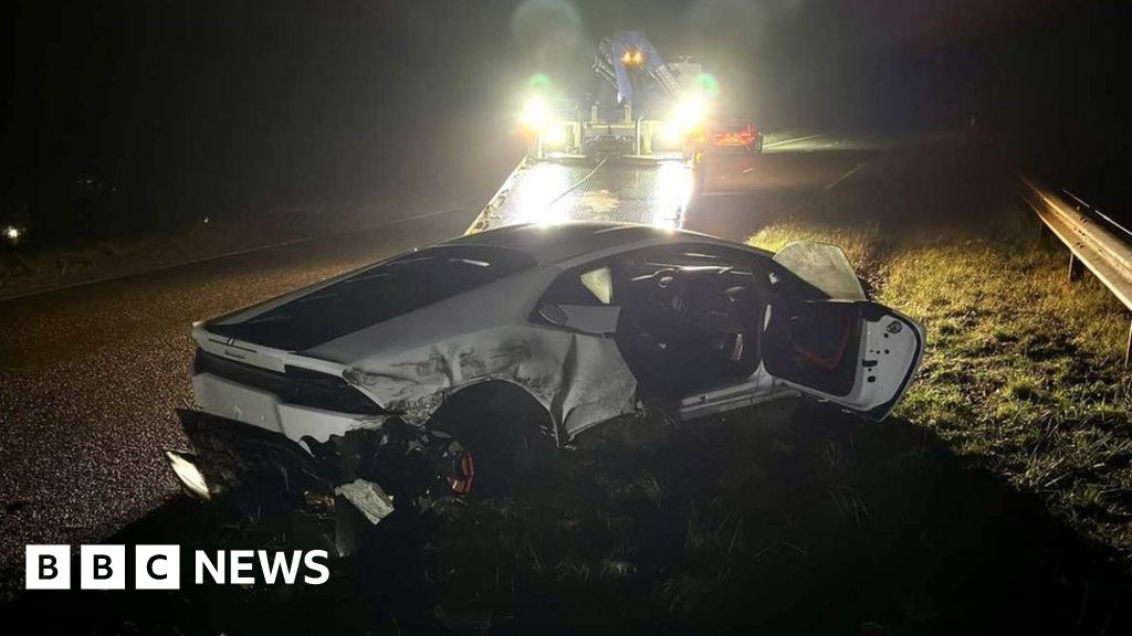 Arrests after Lamborghini Huracan wrecked in crash near Chesterfield