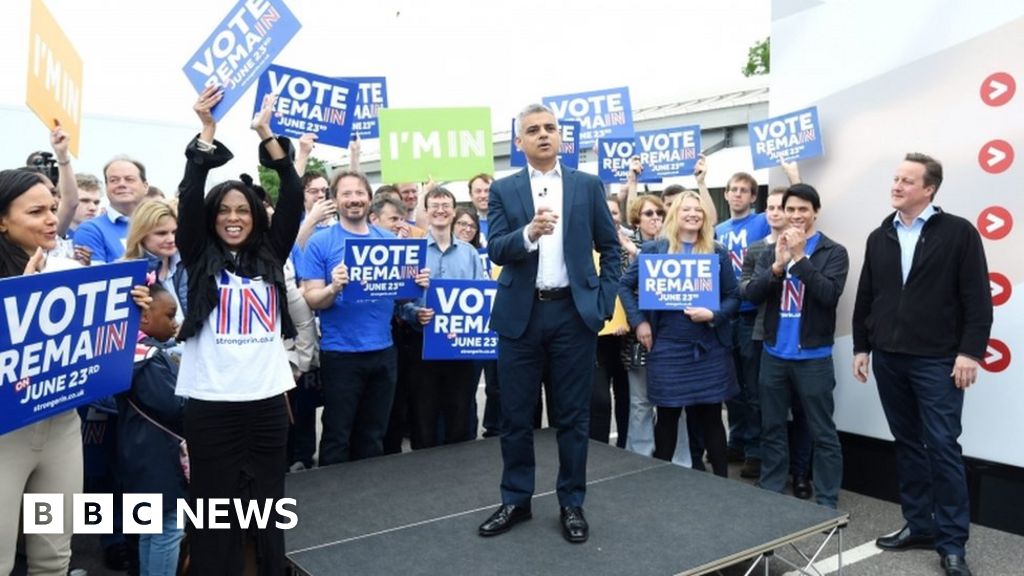 Khan defends campaigning with Cameron for Remain vote - BBC News